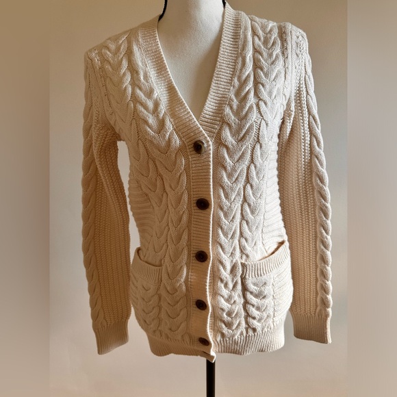 Gap Sweaters Gap Cream Honeycomb Cable Knit Cardigan Size Xs Poshmark